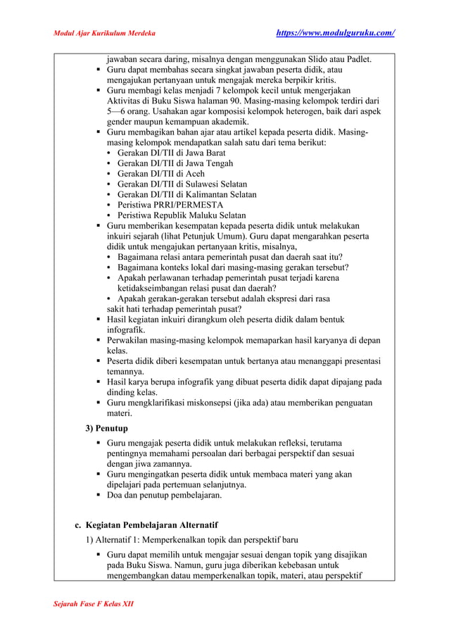 Modul Ajar Sejarah Kelas 12 Fase F Kurikulum Merdeka | PDF