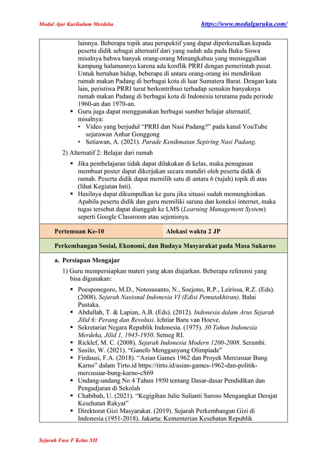 Modul Ajar Sejarah Kelas 12 Fase F Kurikulum Merdeka | PDF