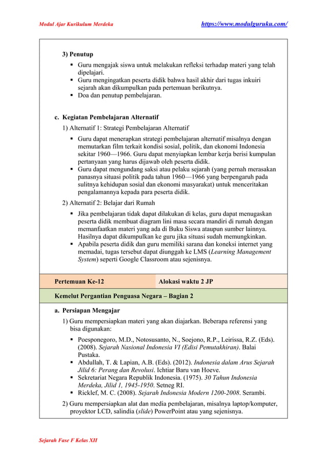 Modul Ajar Sejarah Kelas 12 Fase F Kurikulum Merdeka | PDF