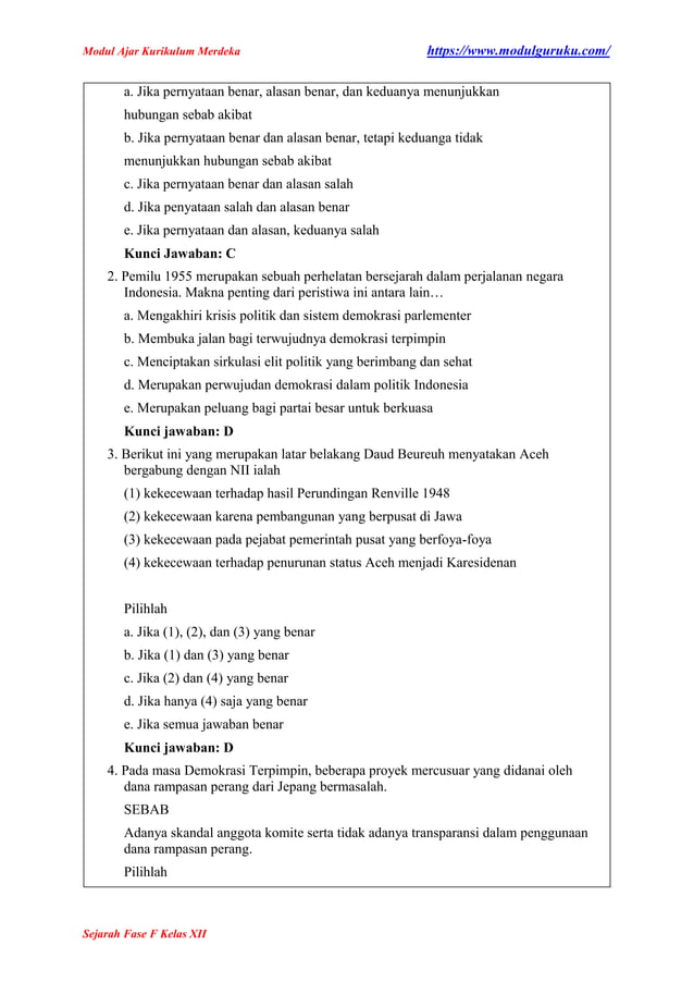 Modul Ajar Sejarah Kelas 12 Fase F Kurikulum Merdeka | PDF