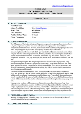 Modul Ajar Seni Musik Kelas 11 SMA Fase F | PDF