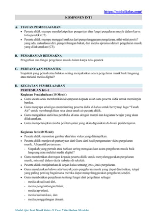 Modul Ajar Seni Musik Kelas 11 SMA/MA Fase F Kurikulum Merdeka | PDF