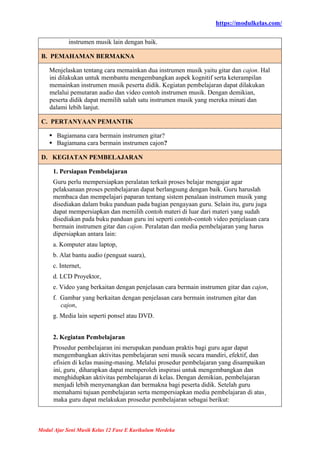 Modul Ajar Seni Musik Kelas 12 SMA/MA Fase F Kurikulum Merdeka | PDF