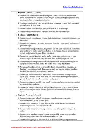 Modul Ajar Seni Musik Kelas 12 SMA/MA Fase F Kurikulum Merdeka | PDF