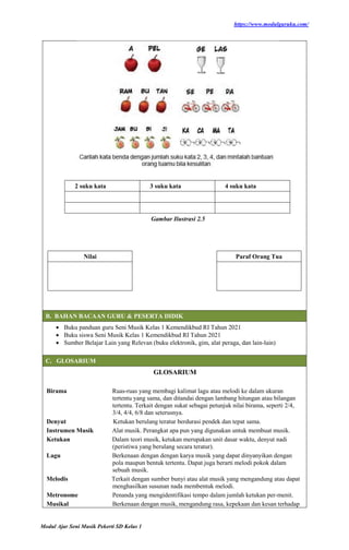 MODUL AJAR SENI MUSIK KELAS 1 BAB 2 | DOCX