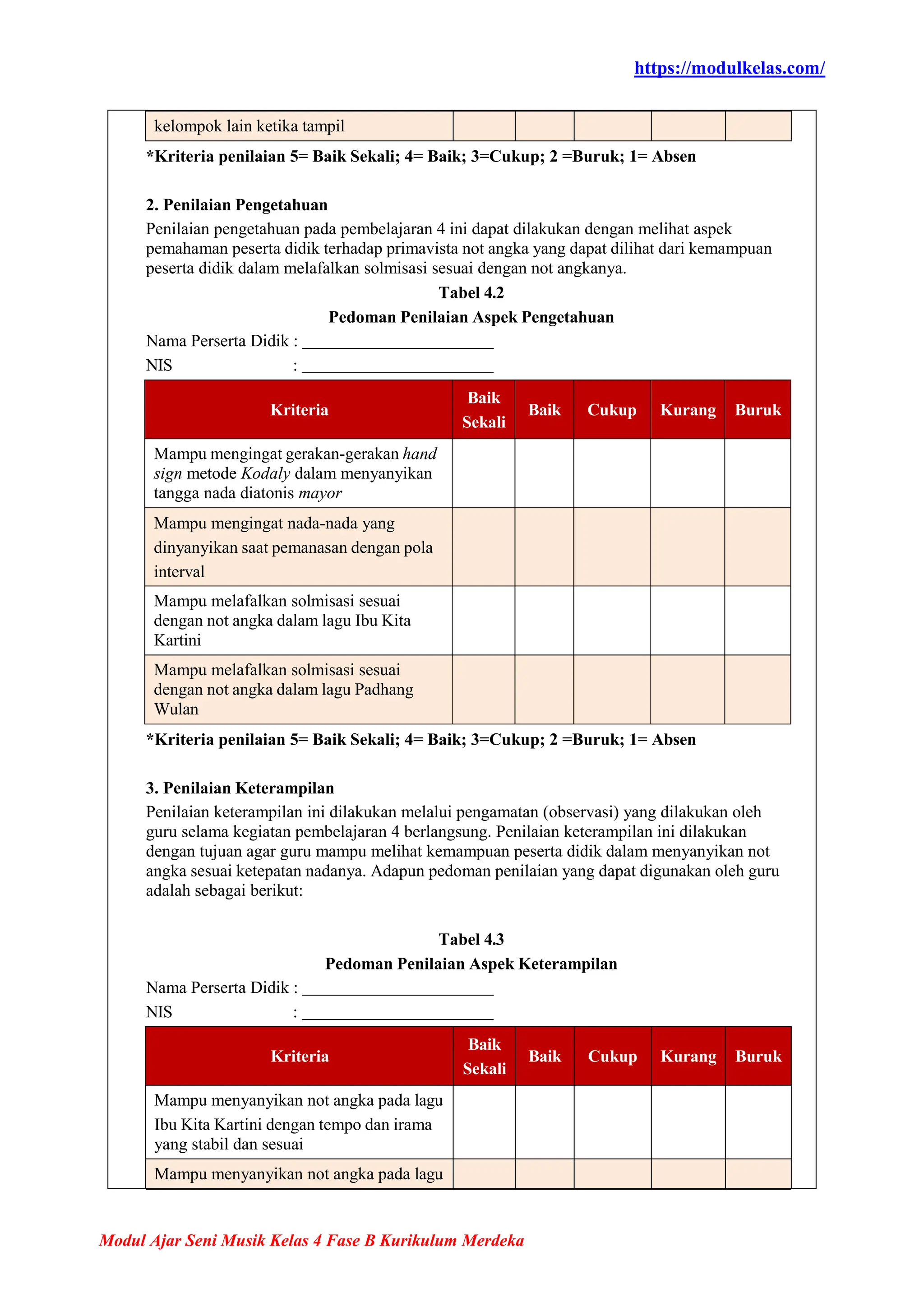 Modul Ajar Seni Musik Kelas 4 SD/MI Fase B Kurikulum Merdeka | PDF