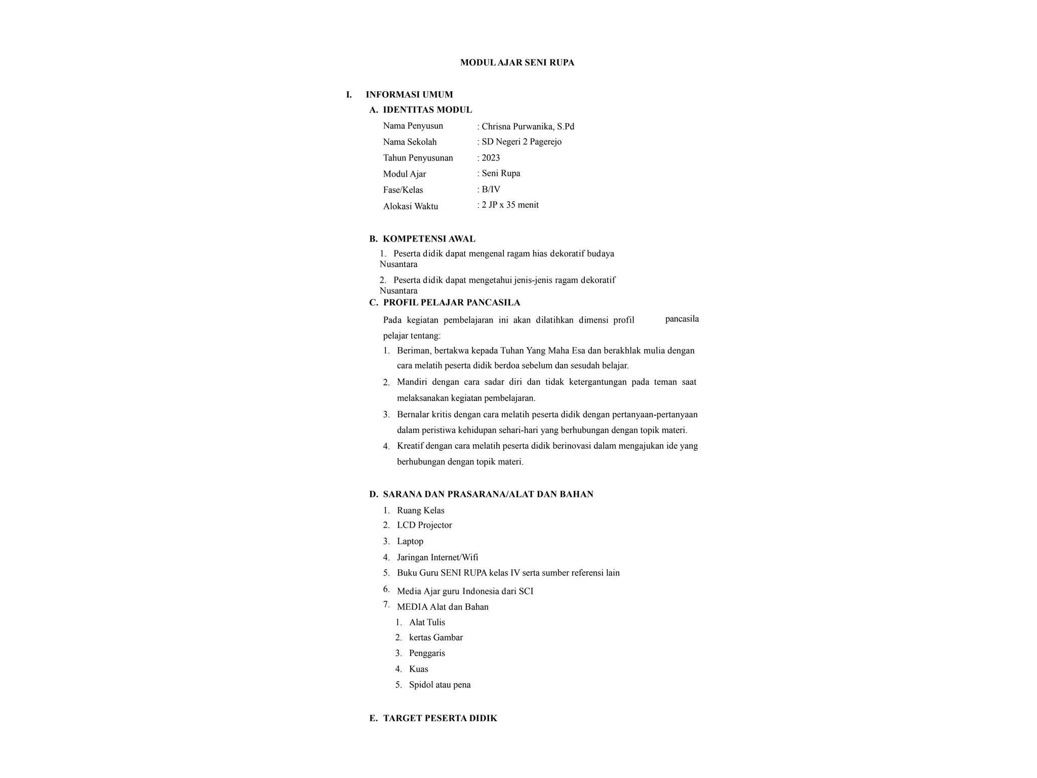 Modul ajar Seni Rupa - Bab 5.pptx Bahan Ajar Seni Rupa | PPTX