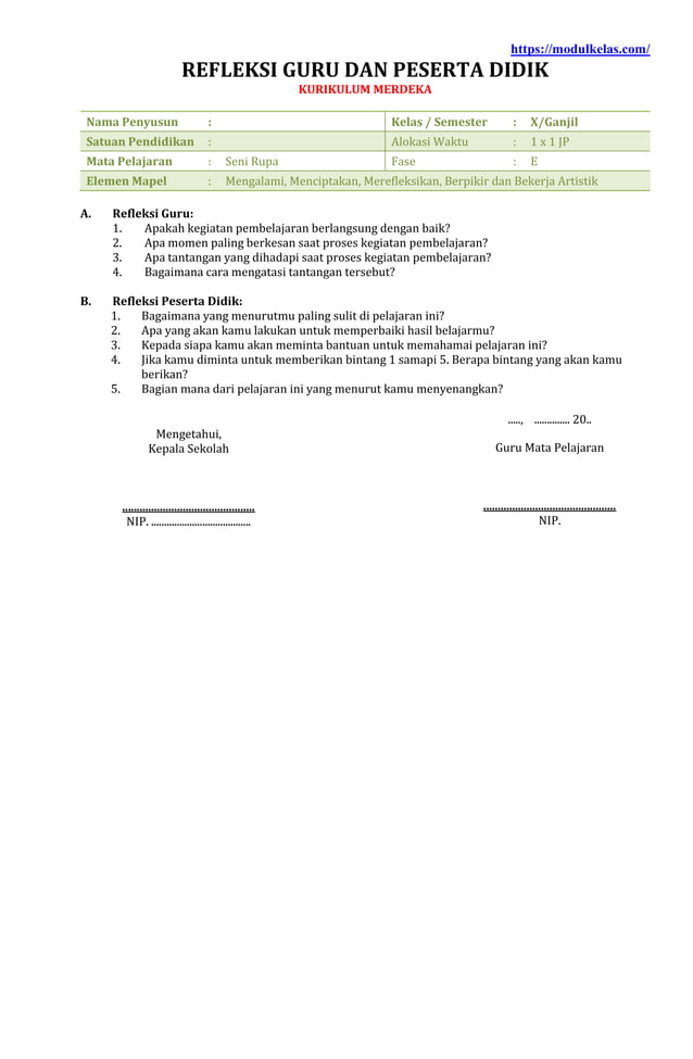 Modul Ajar Seni Rupa Kelas 10 SMA Fase E Kurikulum Merdeka | PDF