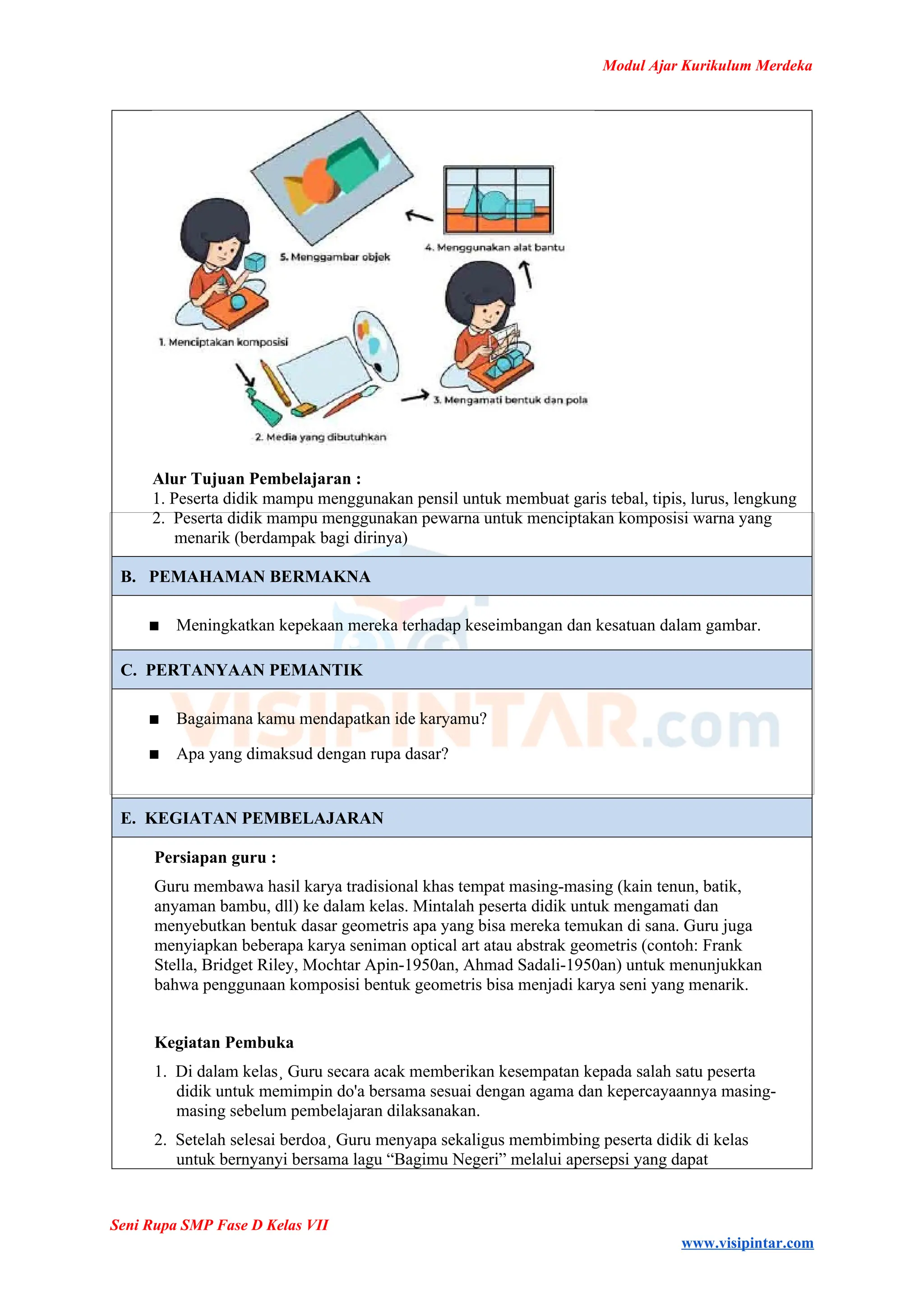 Modul Ajar SENI RUPA SMP KELAS 7 KURIKULUM MERDEKA | DOCX