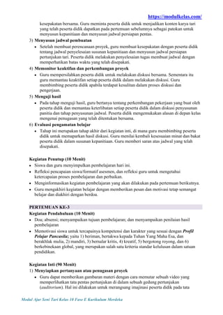 Modul Ajar Seni Tari Kelas 10 SMA/MA Fase E Kurikulum Merdeka | PDF