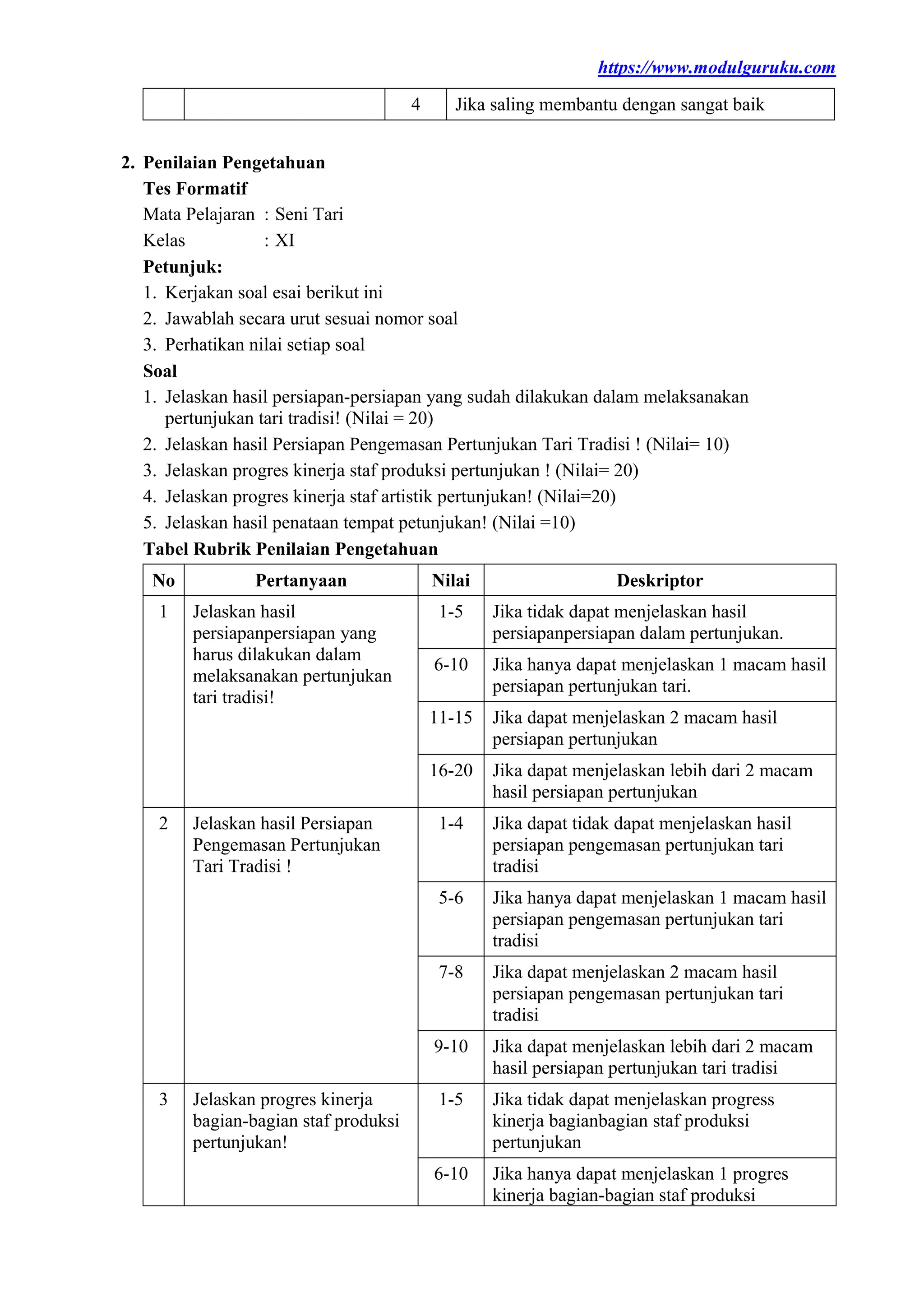 Modul Ajar Seni Tari Kelas 11 Fase F Kurikulum Merdeka | PDF