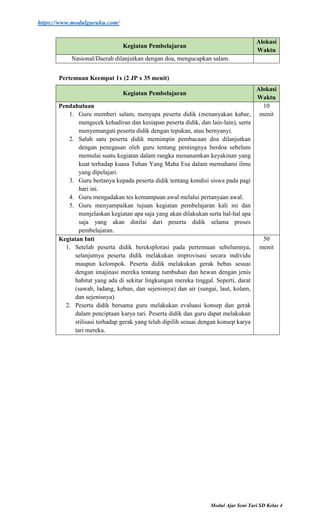 MODUL AJAR SENI TARI KELAS 4 BAB 1 | DOCX