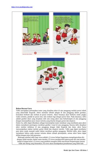 MODUL AJAR SENI TEATER KELAS 1 BAB 2 | DOCX