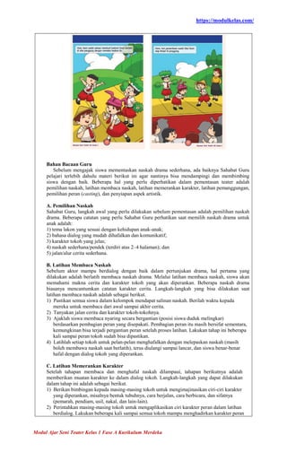 Modul Ajar Seni Teater Kelas 1 SD/MI Fase A Kurikulum Merdeka | PDF