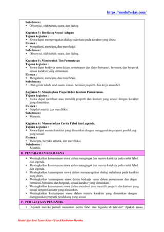 Modul Ajar Seni Teater Kelas 4 SD/MI Fase B Kurikulum Merdeka | PDF