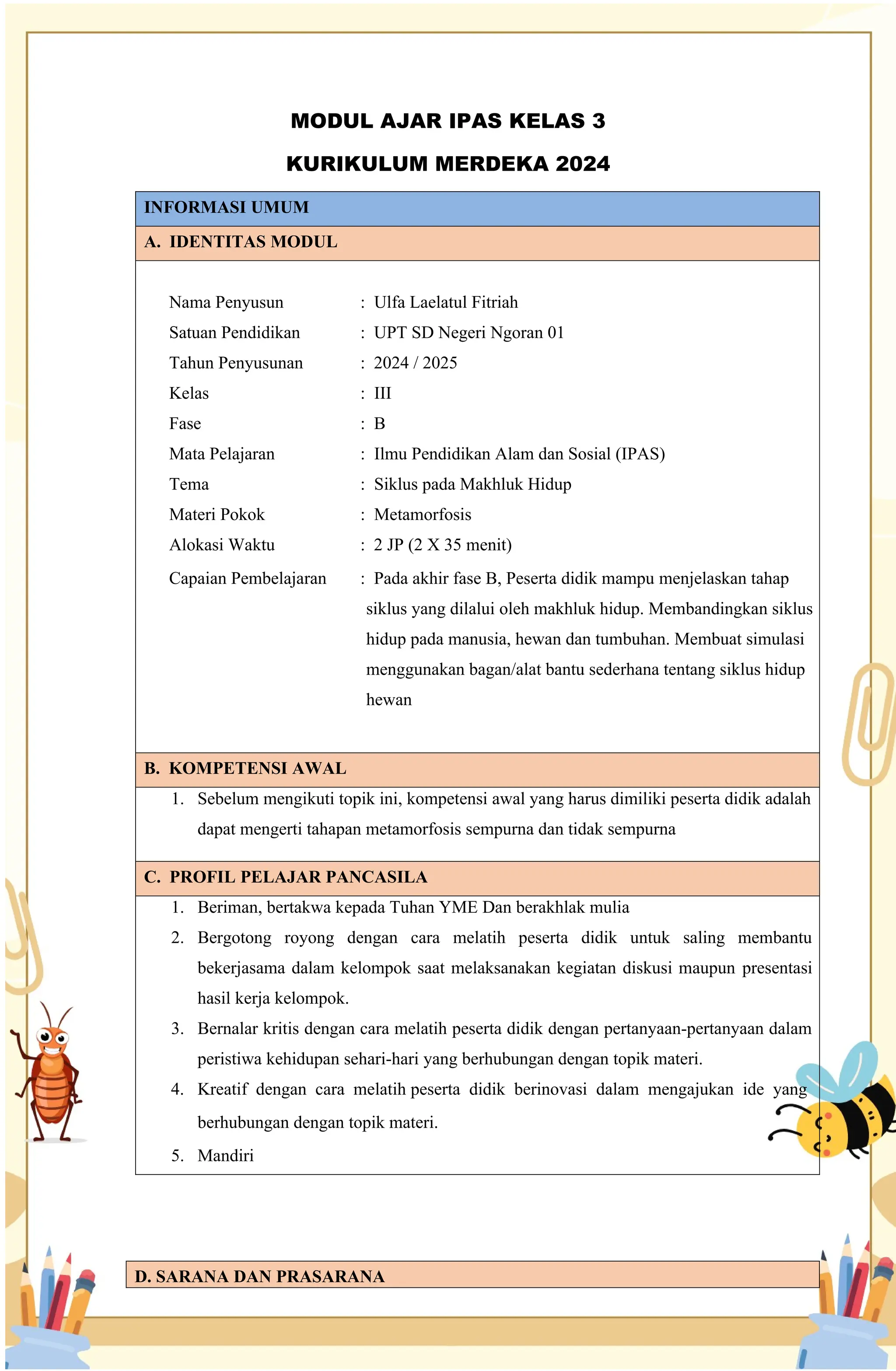 MODUL AJAR SIKLUS MAKHLUK HIDUP KELAS 3.docx