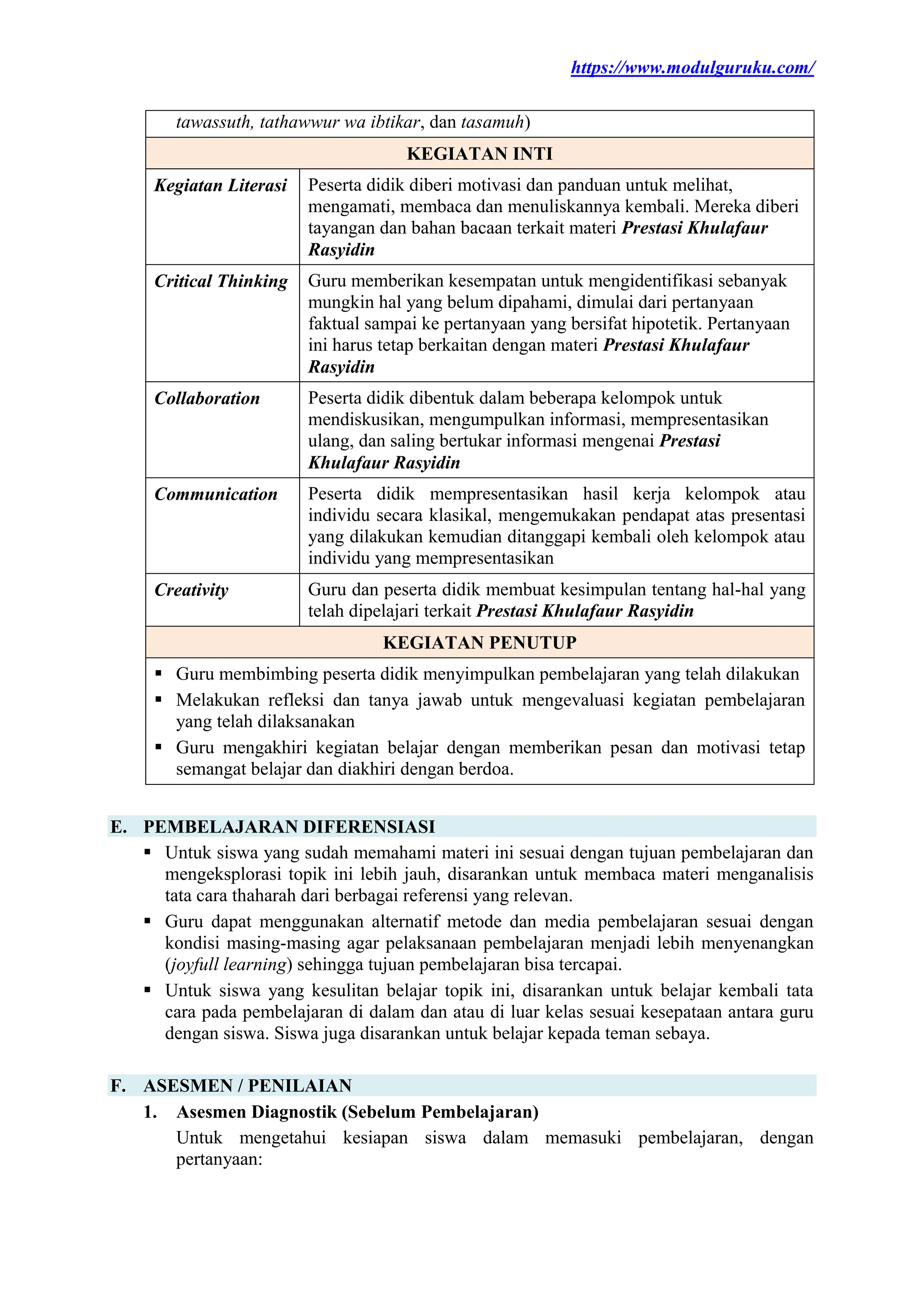 Modul Ajar SKI Kelas 7 Fase D Kurikulum Merdeka | PDF