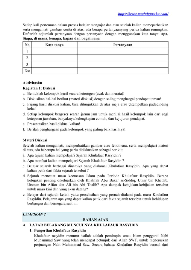 Modul Ajar SKI Kelas 7 Fase D Kurikulum Merdeka | PDF