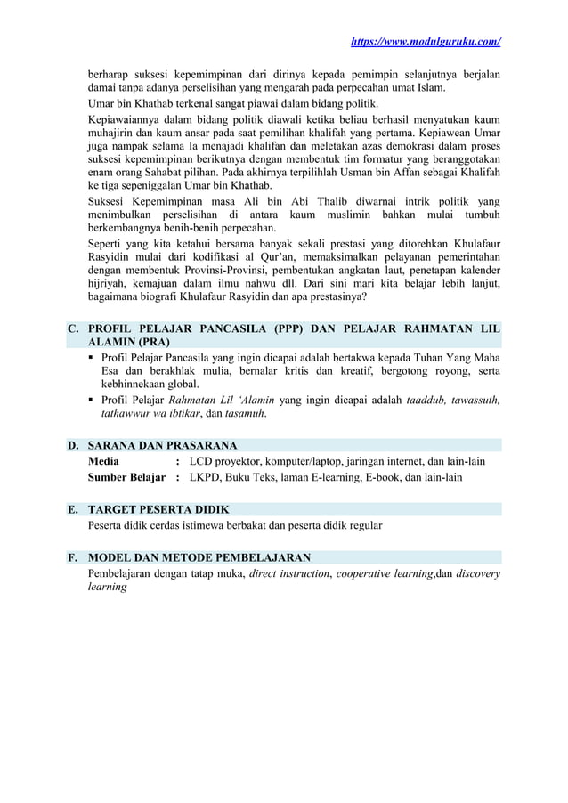 Modul Ajar SKI Kelas 7 Fase D Kurikulum Merdeka | PDF