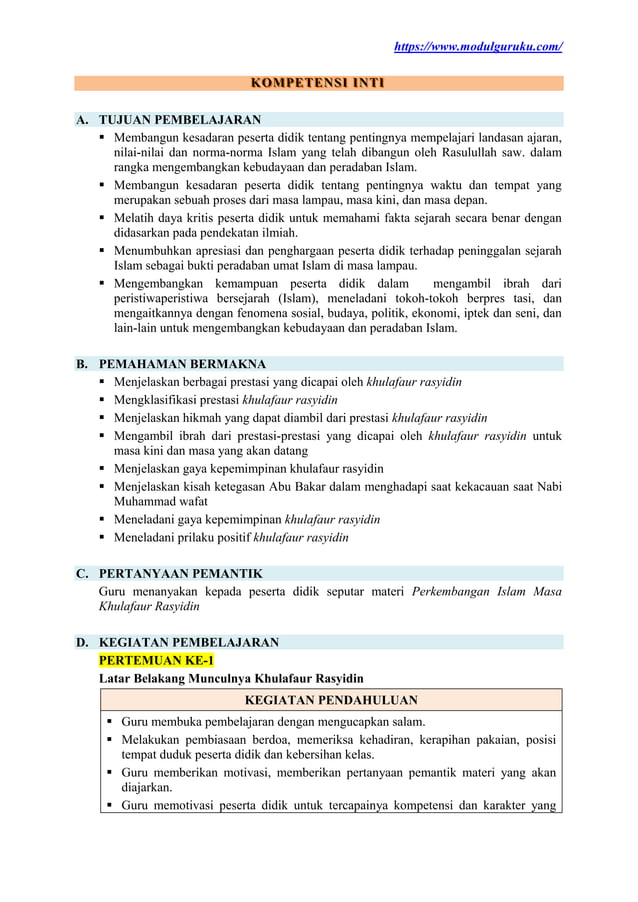Modul Ajar SKI Kelas 7 Fase D Kurikulum Merdeka | PDF
