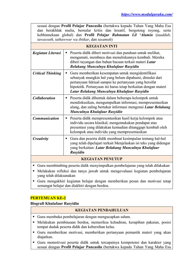 Modul Ajar SKI Kelas 7 Fase D Kurikulum Merdeka | PDF