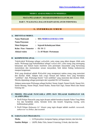 Modul Ajar SKI Kelas 9 Fase D Kurikulum Merdeka | PDF