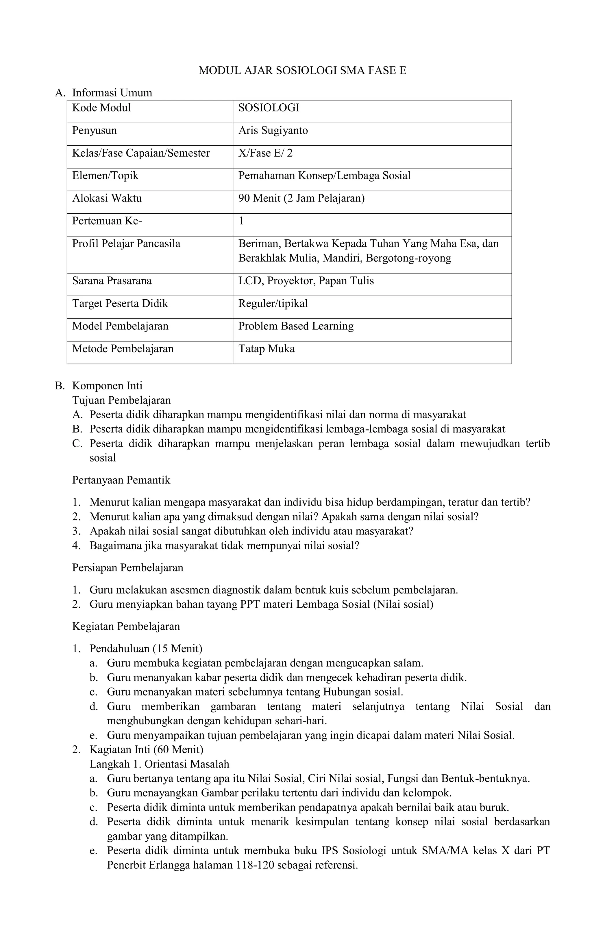 Modul Ajar Sosiologi - Lembaga Sosial - Fase E.pdf