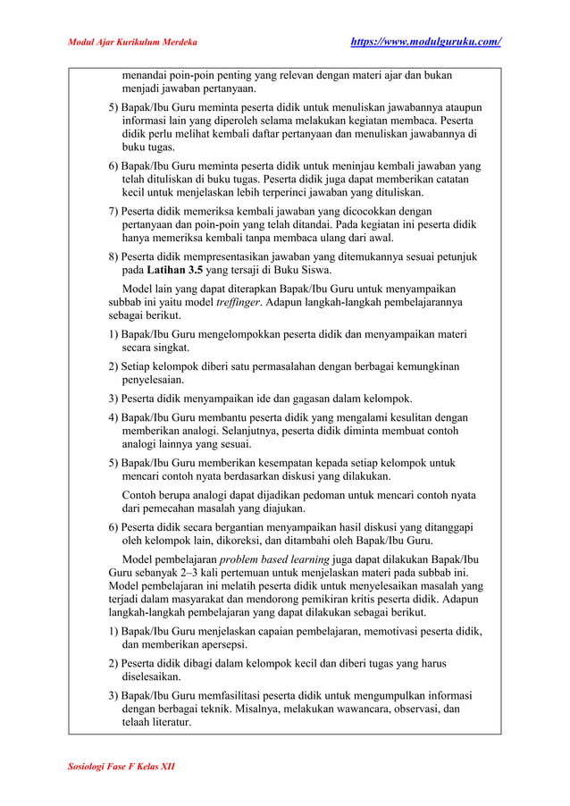 Modul Ajar Sosiologi Kelas 12 Fase F Kurikulum Merdeka | PDF