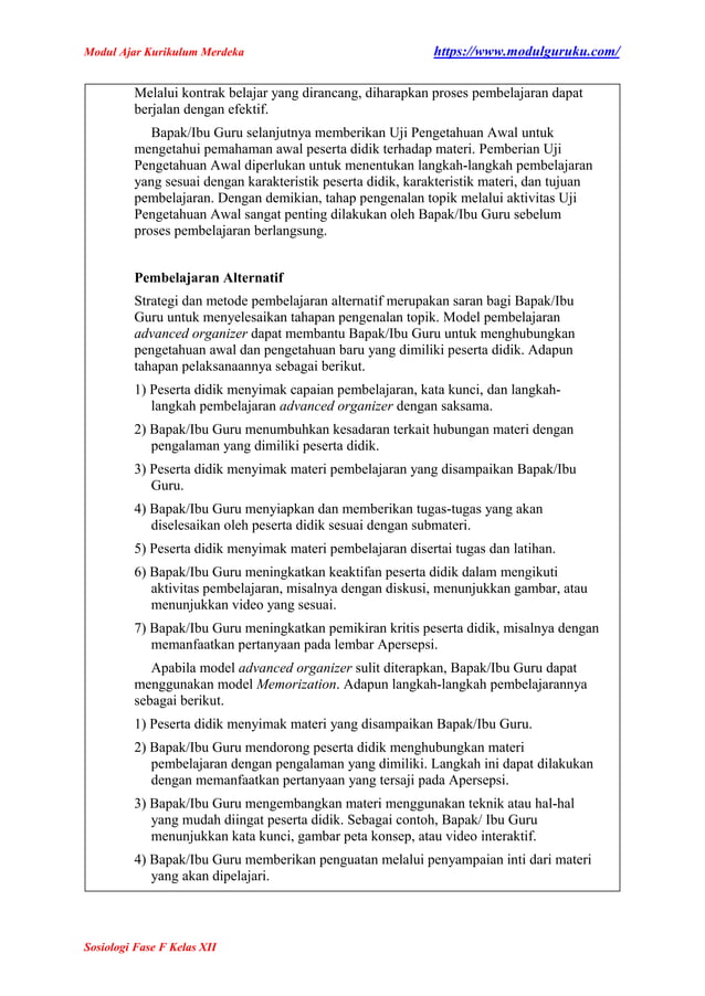 Modul Ajar Sosiologi Kelas 12 Fase F Kurikulum Merdeka | PDF