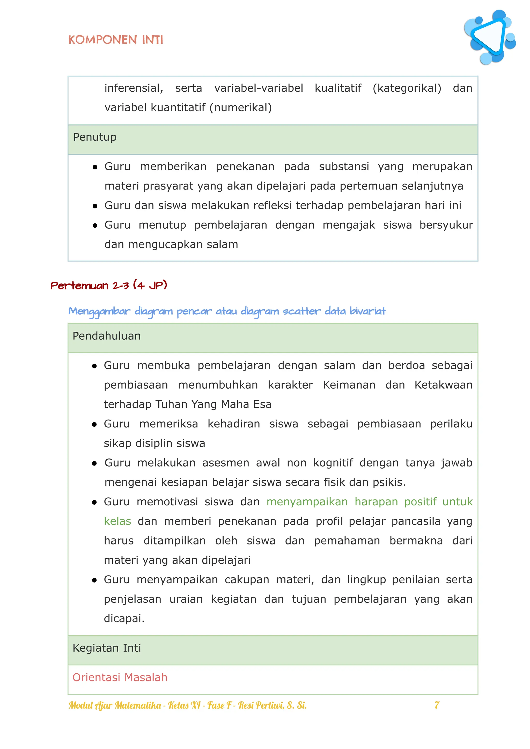 Modul Ajar Statistika Data Fase F kelas | PDF
