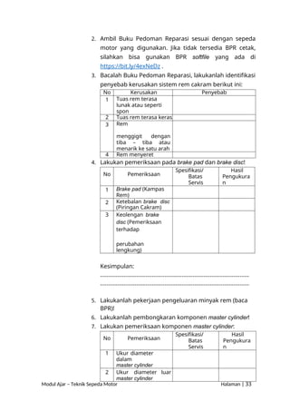 Modul Ajar Teknik Sepeda Motor - Merawat Rem Cakram Sepeda Motor - Fase ...