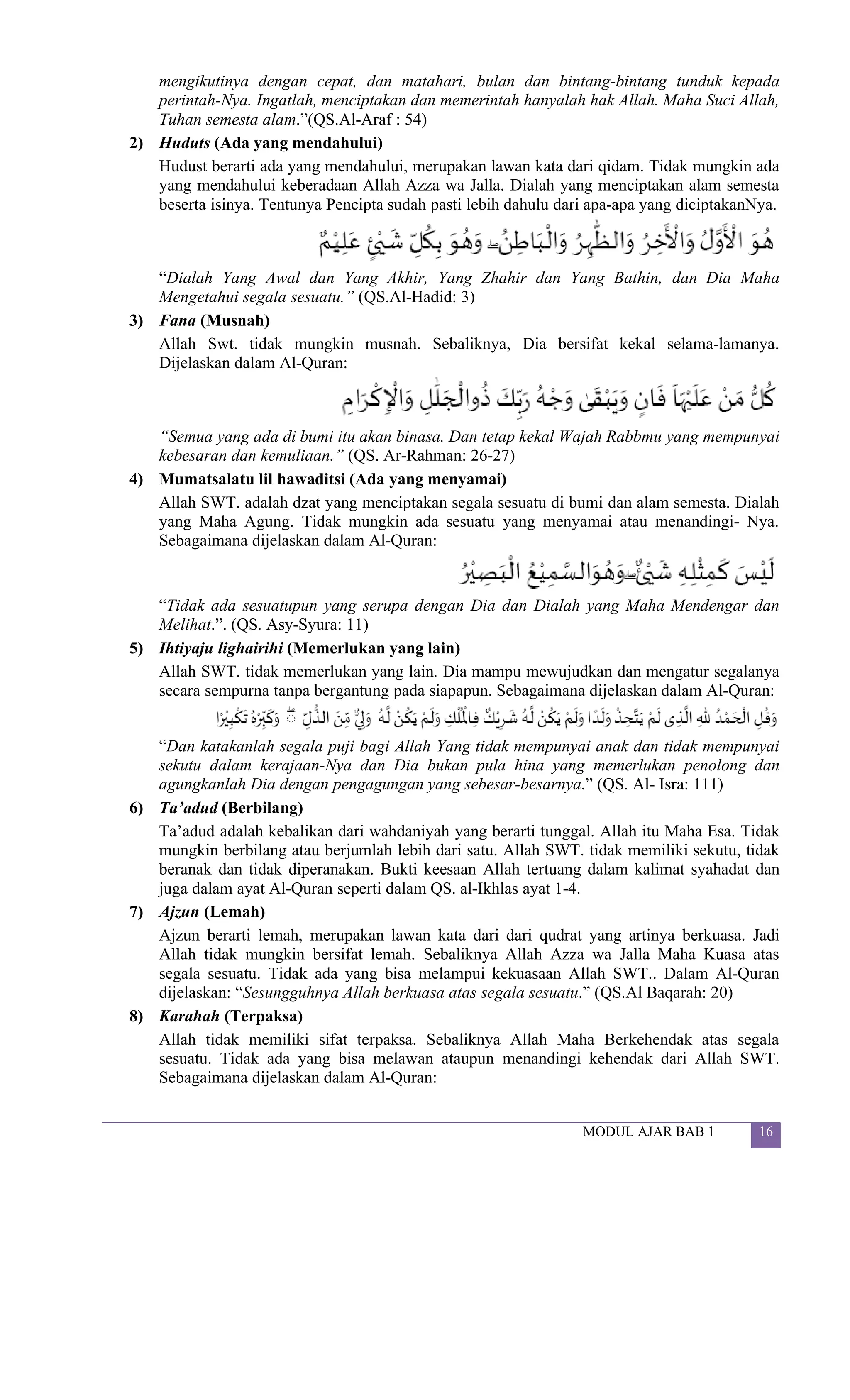 Modul Ajar 10 Bab 1 - Sifat wajib, mustahil dan jaiz Allah Swt.pdf