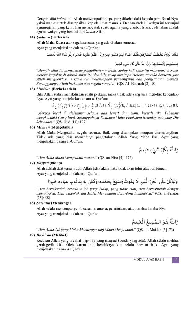 Modul Ajar 10 Bab 1 - Sifat wajib, mustahil dan jaiz Allah Swt.pdf