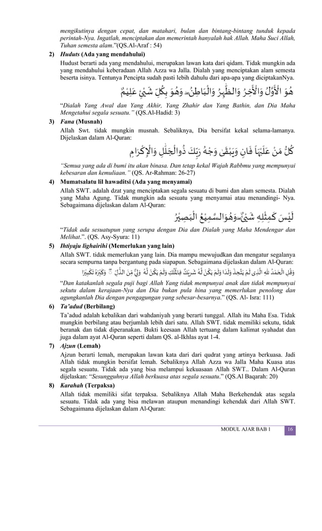 Modul Ajar 10 Bab 1 - Sifat wajib, mustahil dan jaiz Allah Swt.pdf