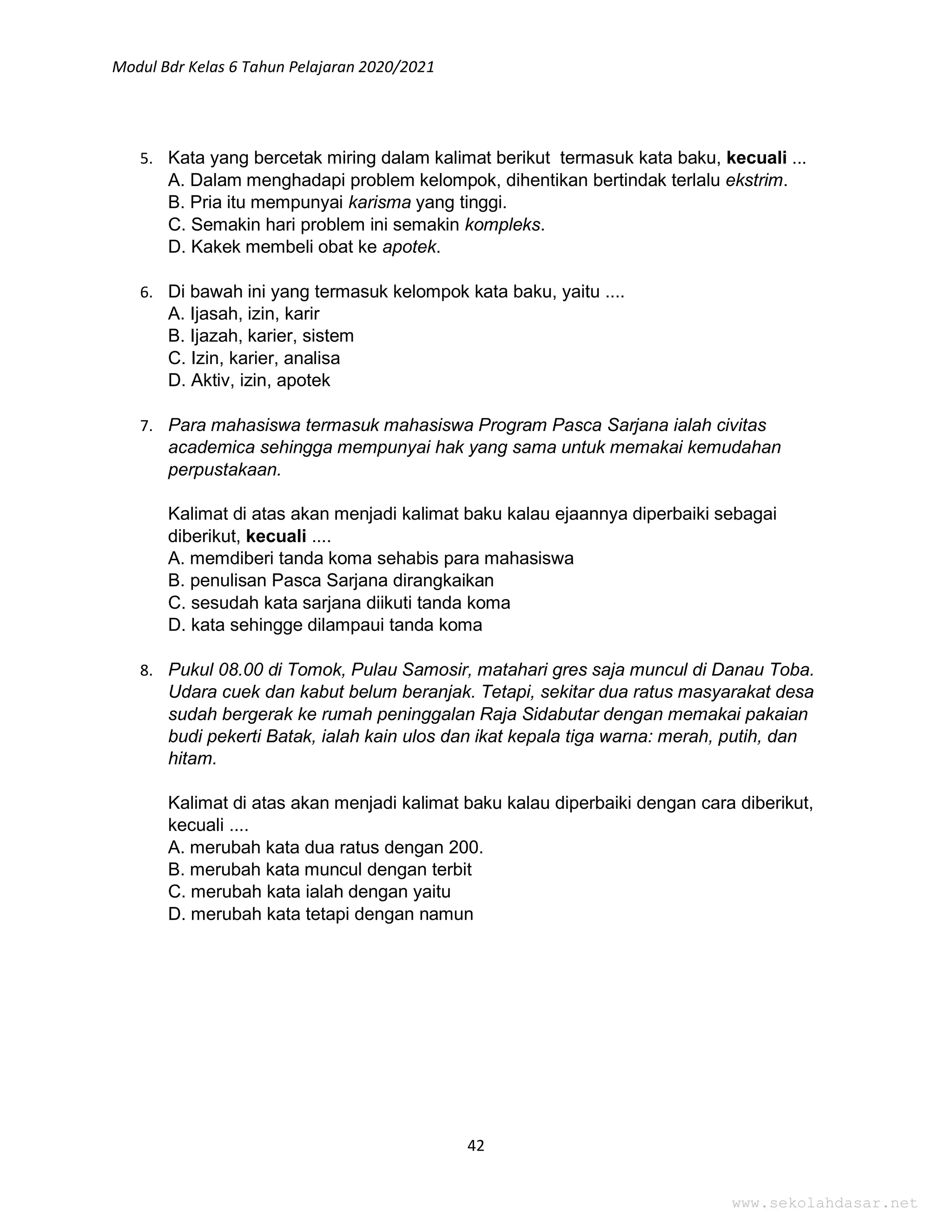 Modul aki bagi kelas 6 tema 2 | PDF