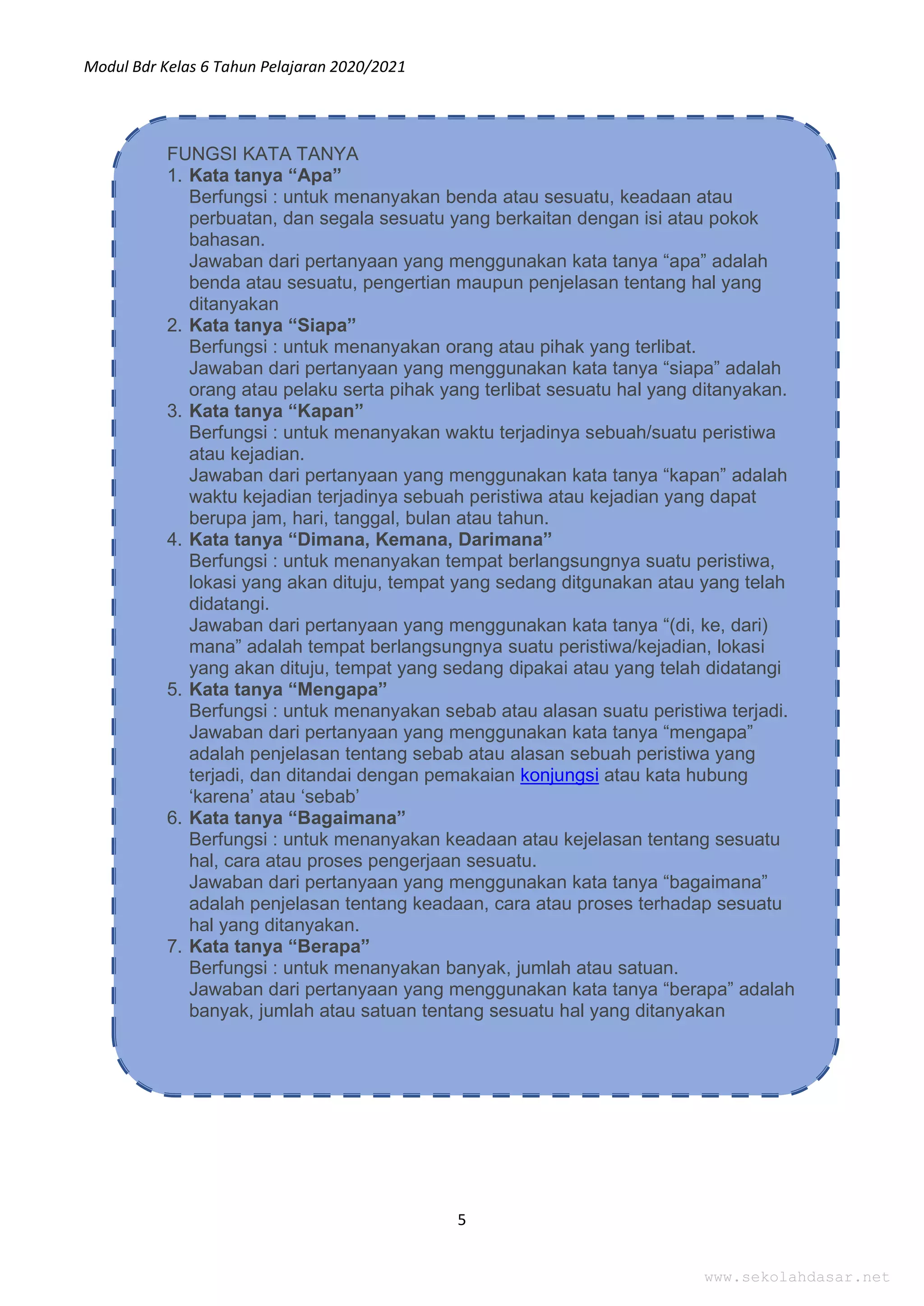 Modul aki bagi kelas 6 tema 2 | PDF