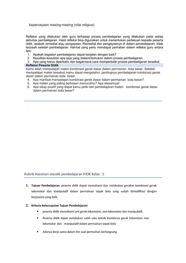 MODUL AKSI NYATA PKG PJOK KELAS 5 SD.docx