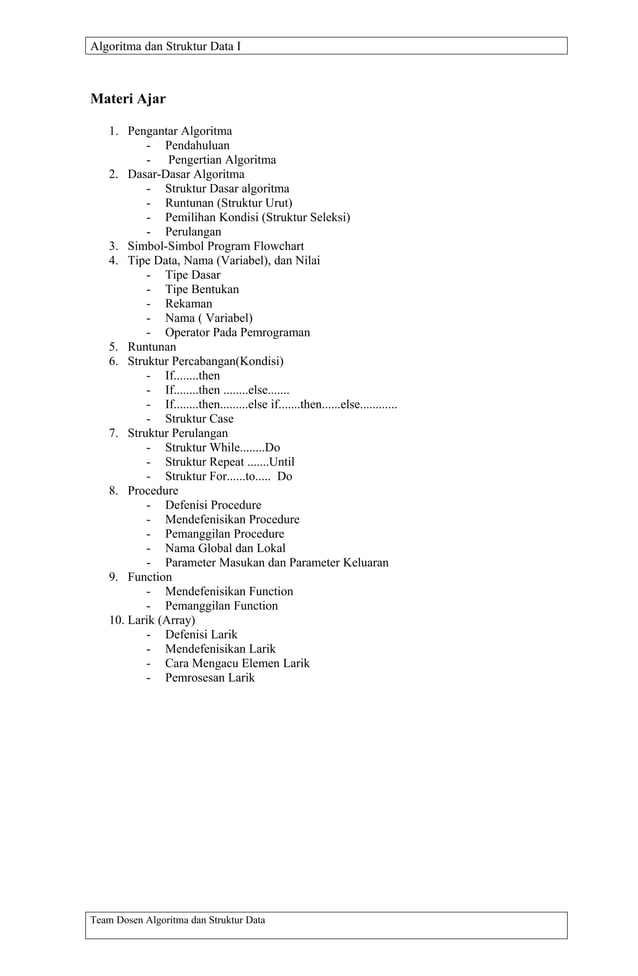 Modul algoritma dan struktur data i | DOC