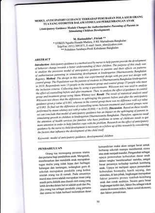 Modul anticipatory guidance terhadap perubahan pola asuh orang tua yang ...