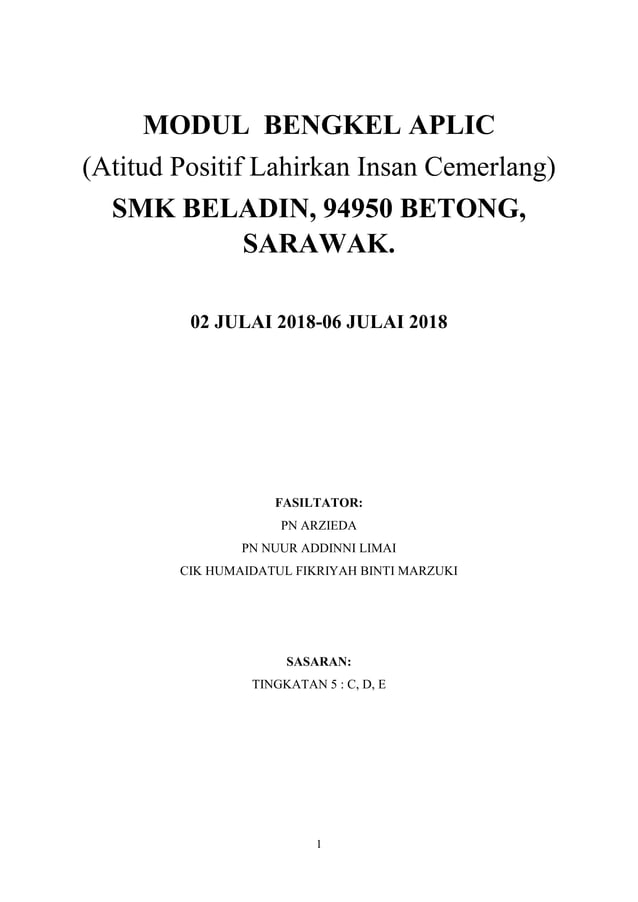 Modul aplic workshop | PDF