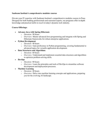 Sunbeam Institute's comprehensive modular courses | PDF