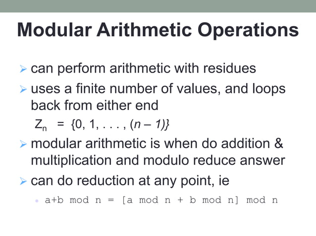 Modular arithmetic | PPTX | Computing | Technology & Computing