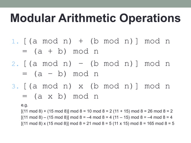 Modular arithmetic | PPTX | Computing | Technology & Computing
