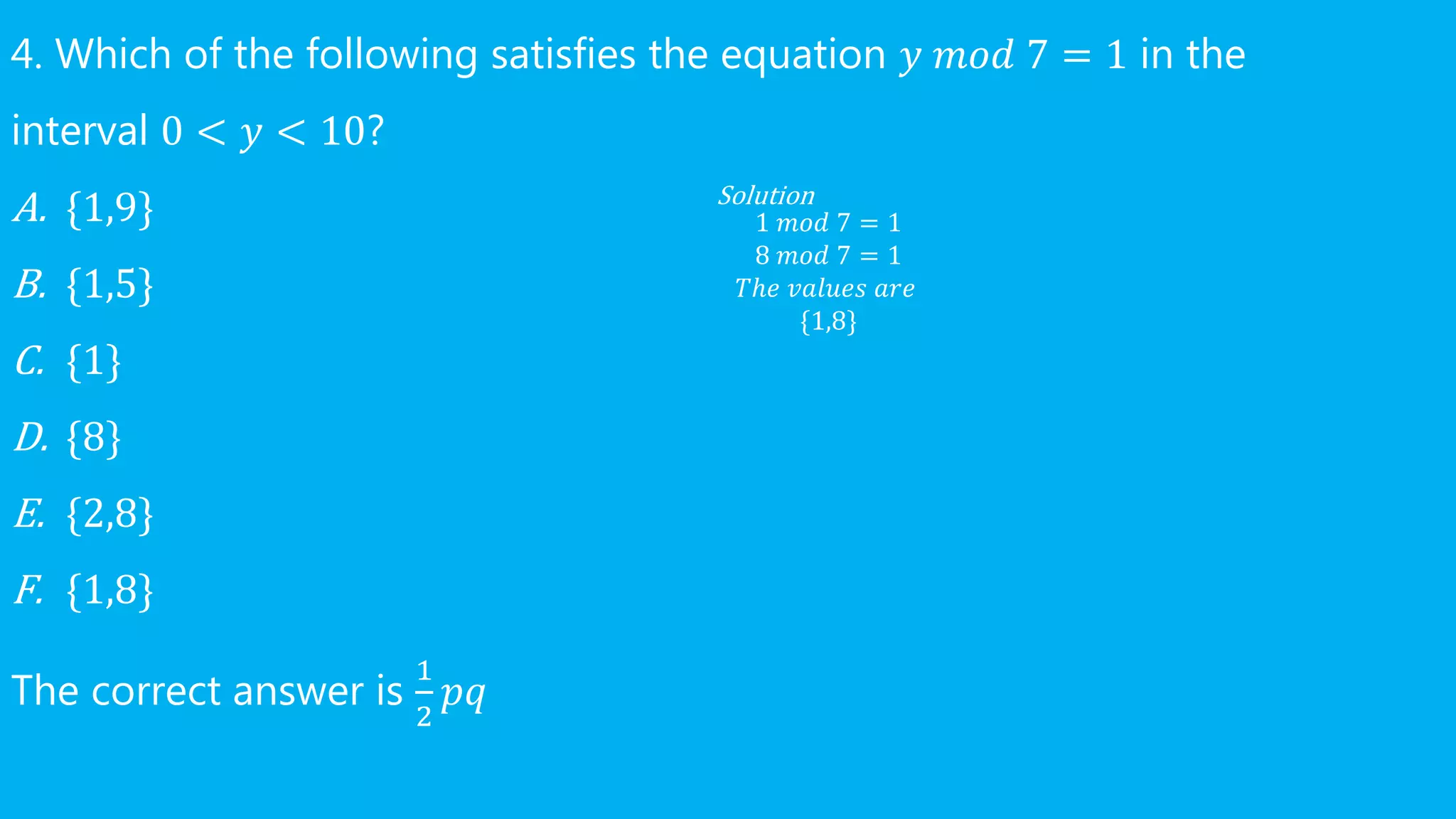 Modular arithmetic revision card | PPTX