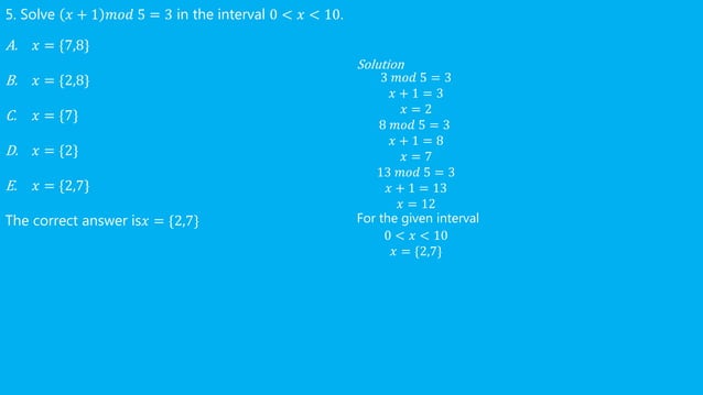Modular arithmetic revision card | PPTX