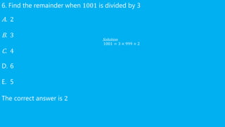 Modular arithmetic revision card | PPTX