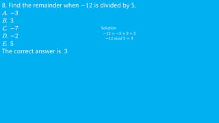 Modular arithmetic revision card | PPTX