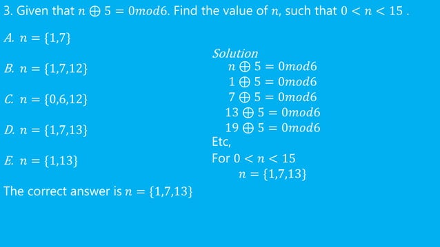 Modular arithmetic revision card | PPT