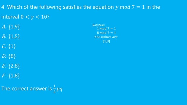 Modular arithmetic revision card | PPTX