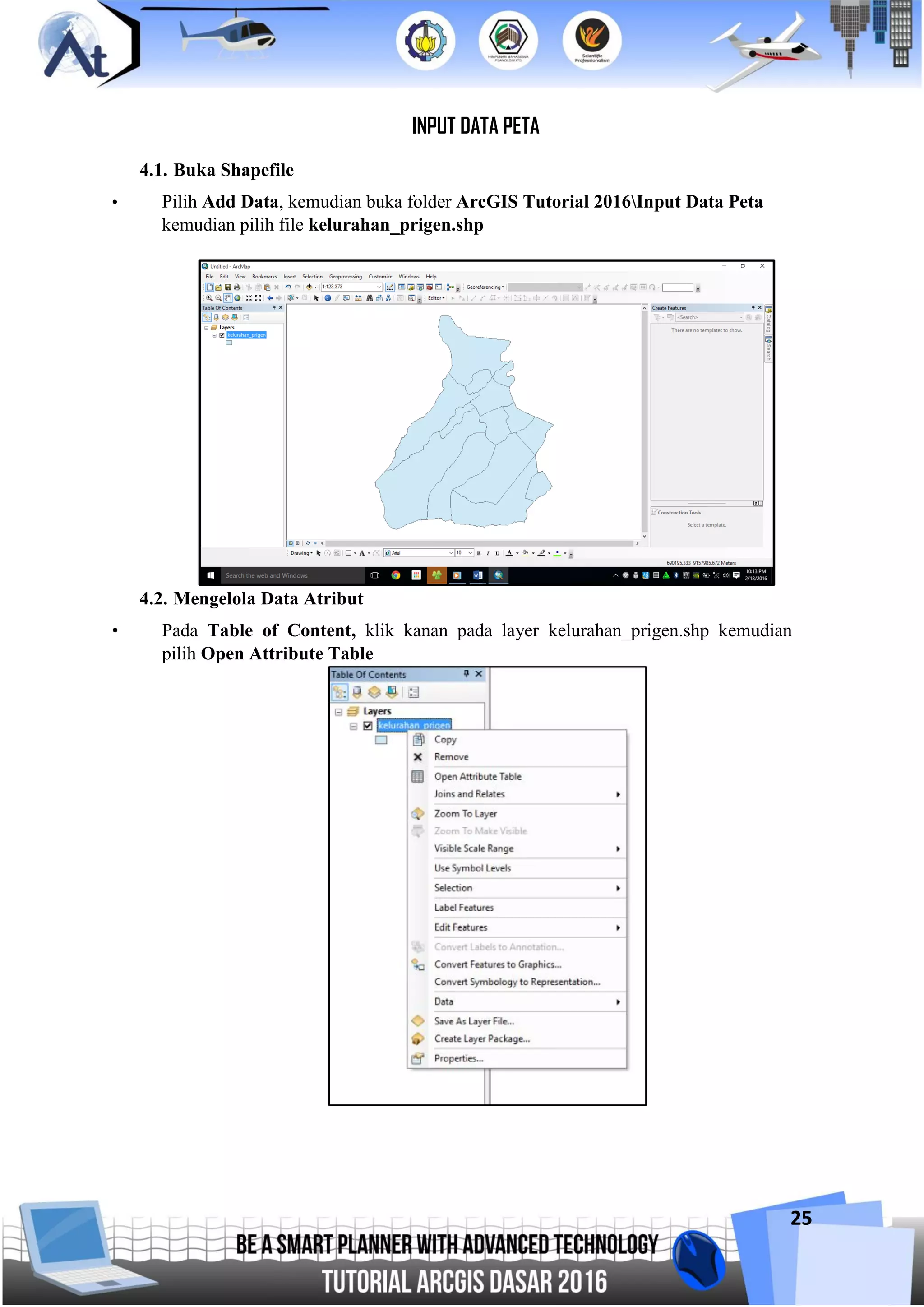 Modul arc gis tingkat dasar part 1 | PDF